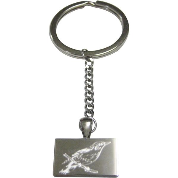 商品名Silver Toned Rectangular Etched Finch Bird Pendant Keychainブランド：Kiola Designs商品サイズ：One Size商品番号：素材：alloy