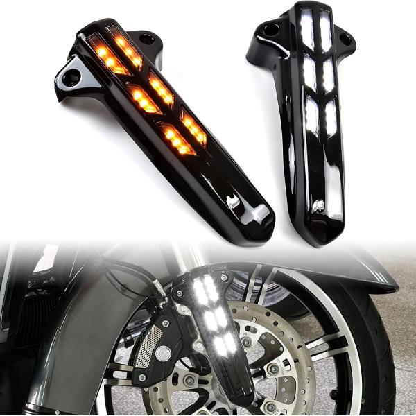 商品名VEISUTOR LED フロントローワーフォークレッグカバー ハーレーロードグライド用Motorcycle Front Lower Fork Leg Covers for Road Glide, VEISUTOR LED Front...