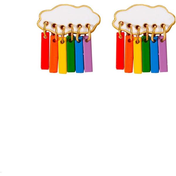 商品名Pack of Earrings for Women Studs Gold Hoops Set Color Rainbow Personalized Women's Cute Earrings Pair Earring Cloud A...