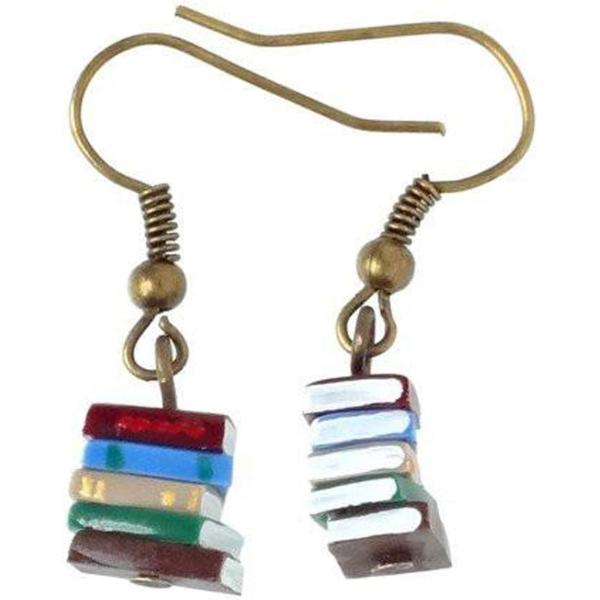 商品名Hoops and Loops Dangling Hoop Earrings Earrings Color Book Earrings Multicolor Pendant Book Stack Library Accessory A...