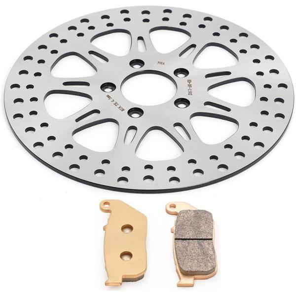 商品名TARAZON 11.5"" Motorcycle Silver Front Brake Disc Rotor and Brake Pads for Harley Sportster XL 883 1200 2004-2013ブランド...