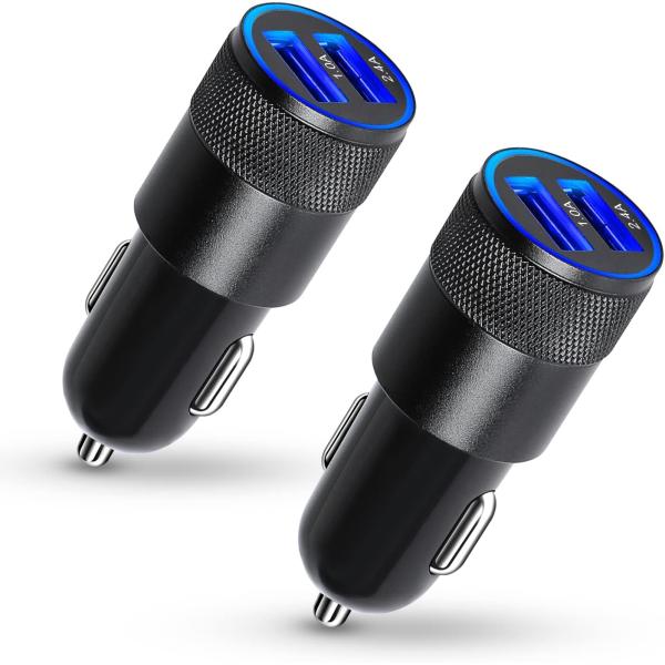 商品名2 Pack Car Charger, 3.4a Fast Charge Dual Port USB Cargador Carro Lighter Adapter for iPhone 14 13 12 11 Pro Max X XR...