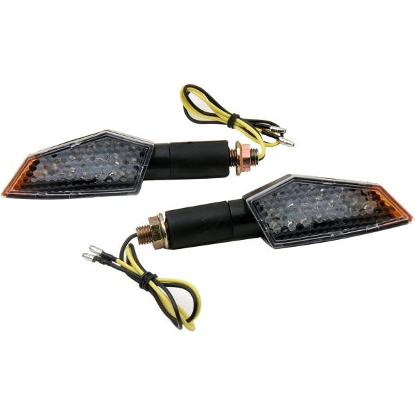商品名MotorToGo Black Long Stem LED Motorcycle Turn Signals Lights Indicators Blinkers Compatible for 2015 Ducati Monster 1...