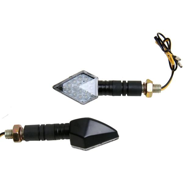 商品名MotorToGo Black LED Motorcycle Long Stem Turn Signals mini 3D Diamond LED Turn Signals Lights Blinkers Compatible for...