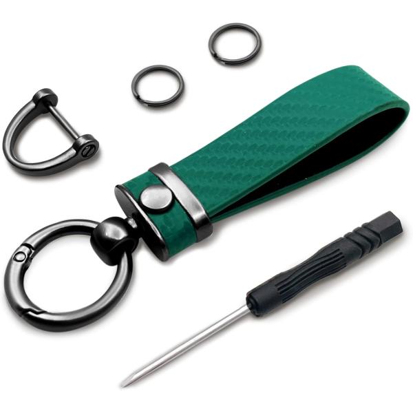 商品名OSIFIT カーボンファイバースタイルカーキーチェーン ユニバーサル取り外し可能レザーキーチェーン 360度回転可能 紛失防止Dリング付きOSIFIT Carbon Fiber Style Car Keychain, Univers...