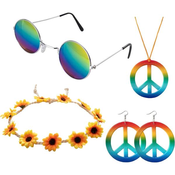 商品名WAINIS Hippie Costume Set Sunglasses Peace Sign Earrings Necklace 60s 70s Accessories Set for Women Girlブランド：WAINIS商品...