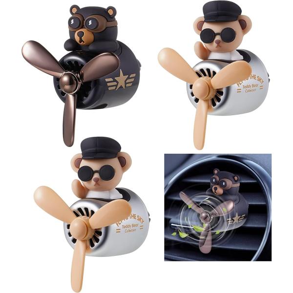商品名Tallew 4 Pcs Bear Air Freshener for Car Cartoon Cool Cute Car Diffuser Car Freshener Bear Pilot Automotive Propeller ...