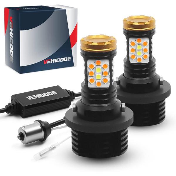 商品名VEHICODE 7507 PY21W LED Bulb Switchback White Amber CANBus Error Free BAU15S 12496 Turn Signal Light with Built in Re...