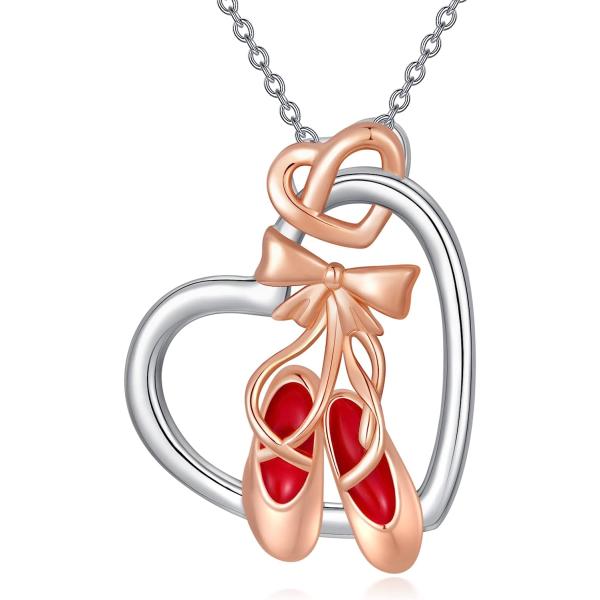 商品名バレエシューズネックレス 925スターリングシルバー バレリーナネックレス ダンサー バレエ 発表会ギフト 女の子 女性用, スターリングシルバー, 宝石なし。AOBOCO Ballet Shoes Necklace 925 Ster...