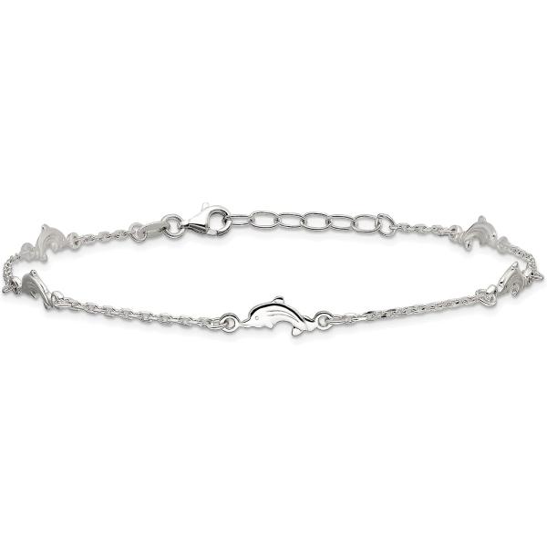 商品名Sterling Silver cable chain with cute dolphin charms 9in anklet accessory for womenブランド：Generic商品サイズ：9 inches高さ：1.3 c...