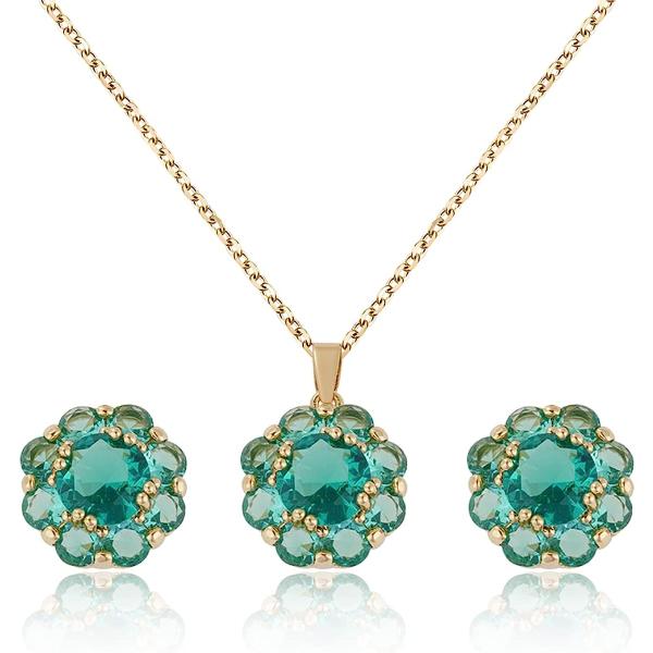 商品名meihua ジュエリーセット, ジェムストーン, クリスタルLight Green CZ Jewelry Set for Wedding 14k Gold Plated S925 Sterling Silver Bridal Cub...