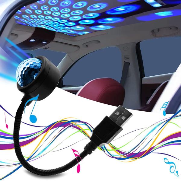 商品名Car Led Roof Lights, USB Circular Projection Atmosphere Light, Portable Adjustable Car LED Lights 3 Colors and 9 Func...