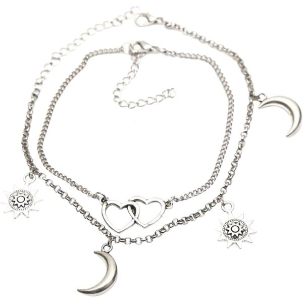 商品名2PC Women Beach Ocean Cute Design Bohemian Sun Love Moon Anklet Bracelet Charms Pendants Anklets Set Foot Jewelry Acc...