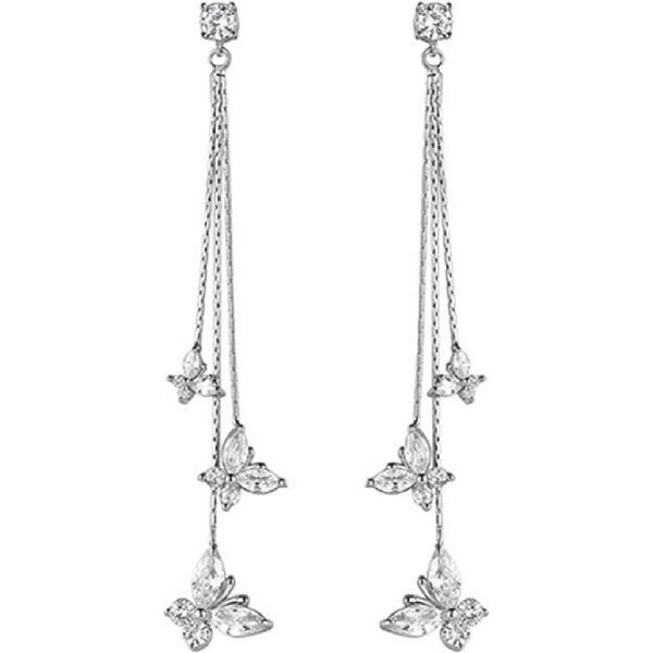 商品名Essencedelight Crystal Butterfly Tassel Earrings Stud Earrings Simulated Rhinestone Butterfly Drop Dangle Earring for...