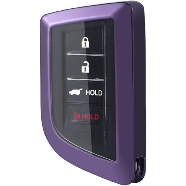 商品名キーフォブカバーケース 2022 Acura MDX リモートホルダー スキンプロテクター キーレスエントリースリーブアクセサリー (パープル)Key Fob Cover Case Fit for 2022 Acura MDX Rem...