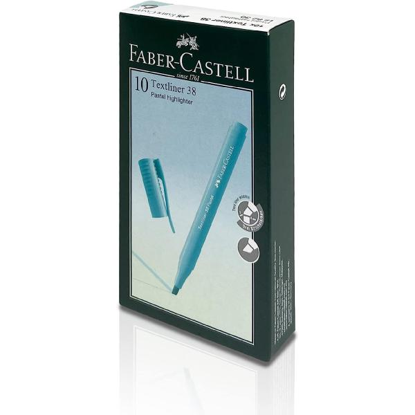 商品名Faber-Castell テキストライナー 38 パステル蛍光ペン - マーカー 蛍光ペン アソートカラー | チゼルチップ 蛍光ペン | スリムバレル - 10本 (ターコイズ)Faber-Castell Textliner 38...