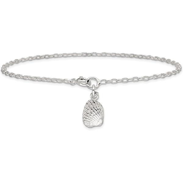商品名Sterling Silver rolo chain with a dangling beach seashell charm Anklet bracelet for womenブランド：Generic商品サイズ：9 inch高さ：1...
