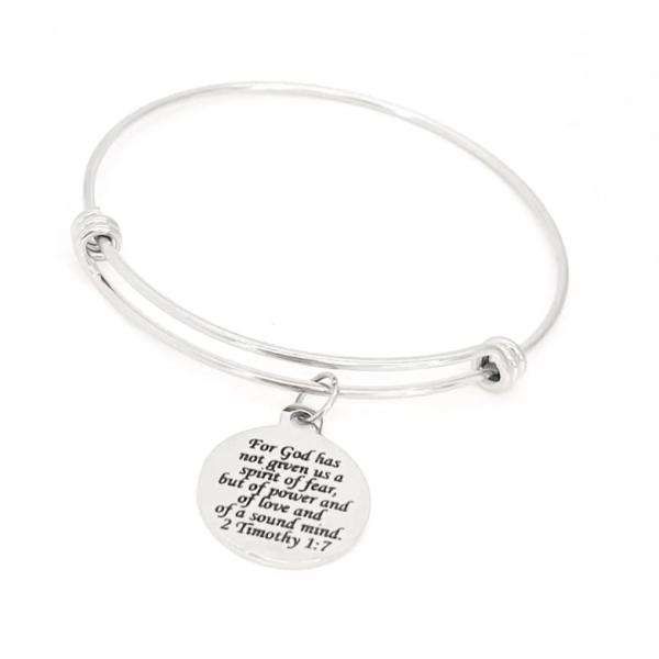 商品名Scripture Gift, God Has Not Given Us Fear, God Gives Us Power, Charm Bracelet, 2 Timothy 1 7, Scripture Quote, Bible ...