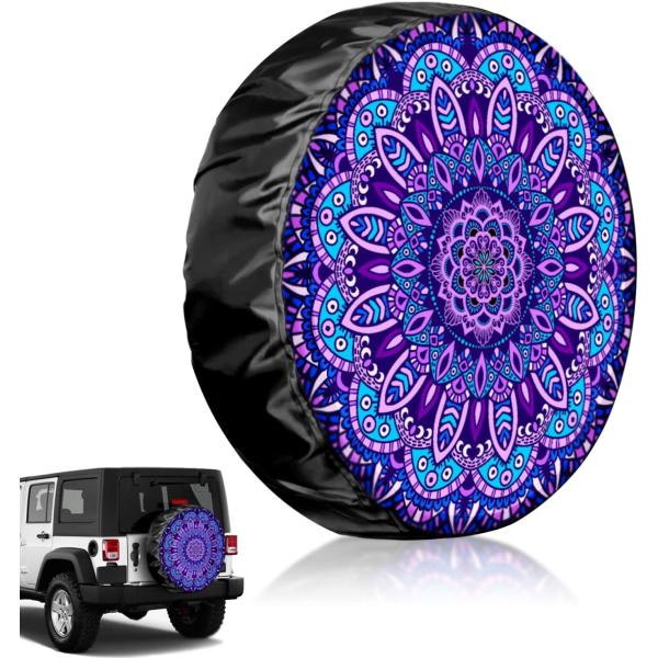 商品名SuperKaKa Spare tire Cover for Women, Purple Mandala Pattern Camper Spare tire Cover tire Covers for rv,Trailer SUV T...