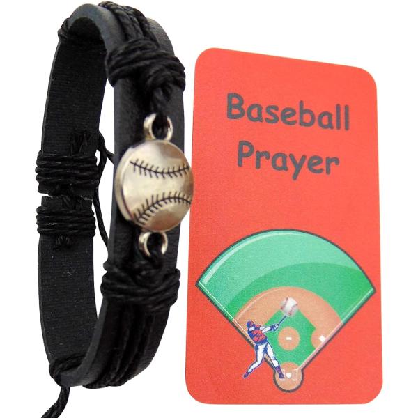 商品名野球ブレスレットセット 調節可能なレザー メタルチャームと祈りのカード付き 男女兼用, One Size, 木材, 宝石なし。Westmon Works Baseball Bracelet Set Adjustable Leather...