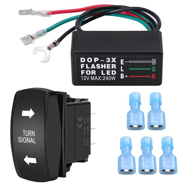 商品名VOZINMOST 12V 4Pin Turn Signal Rocker Switch with Flasher Green LED On/Off/On Kit for ATV UTV RV Off-Road Pickup Trac...