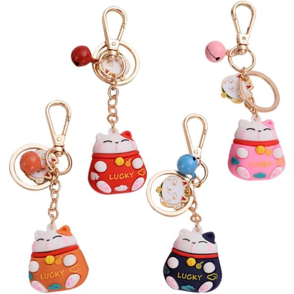 商品名Stocking Stuffers Lucky Cat Keychain Pendants 4pcs Lucky Cat Lucky cat Keychain Plastic cat Keychain Lucky Kitten Key...