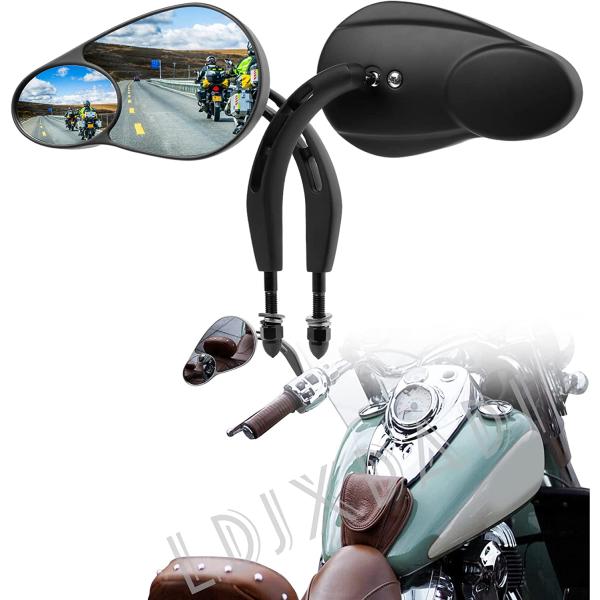 商品名Split Vision Mirrors Black Rear View Mirrors For Harley Davidson Road King Road Glide Street Electra Glide Ultra Clas...