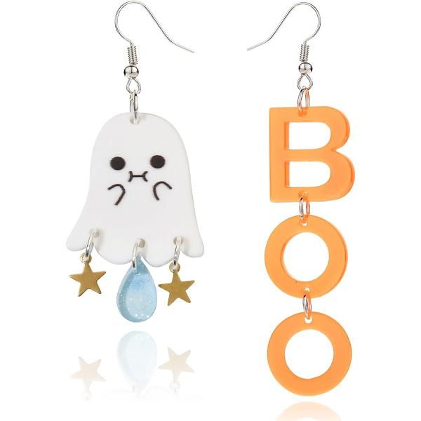 商品名ハロウィン イヤリング ゴーストブーイヤリング レディース ガールズ ハンドメイド ドロップイヤリング スタッド コスチューム テーマ パーティージュエリーギフト, アクリル, 宝石なし。Halloween Earrings Dang...