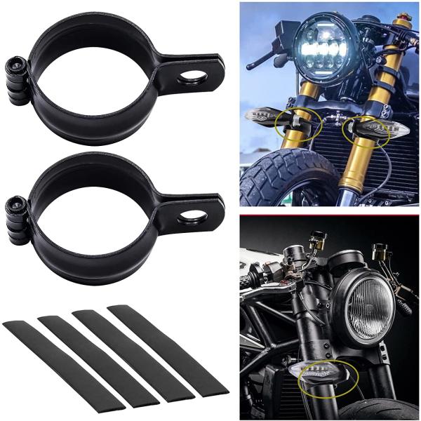 商品名Motorcycle Spotlight Mounting Brackets, Metal Motorcycle Modified Turn Signal Light Indicator Mount Bracket Clamp Fro...