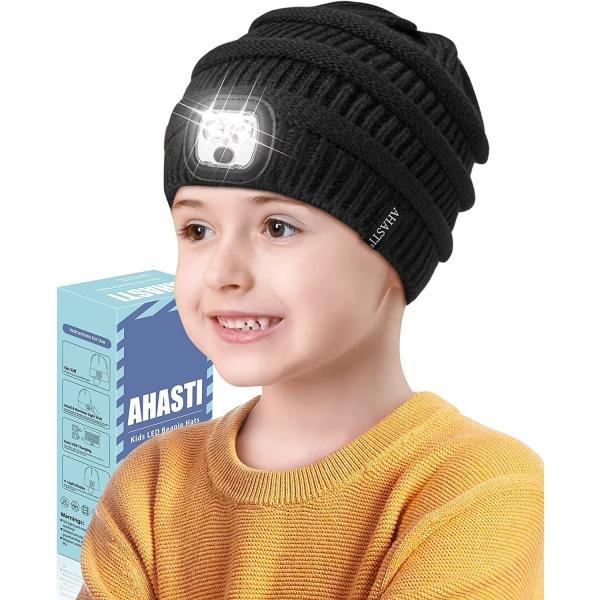 商品名Beanie with Light for Kids, Hat with Light Built in Rechargeable Winter Warm Knitted Headlamp Caps for Toddler Childr...