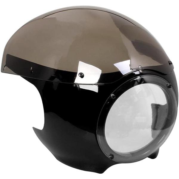 商品名Cherk 5 3/4"" Cafe Racer Headlight Fairing Windscreen Fit for Harley Sportster 883 1200 XL Dyna 39mm Forks New Motorc...