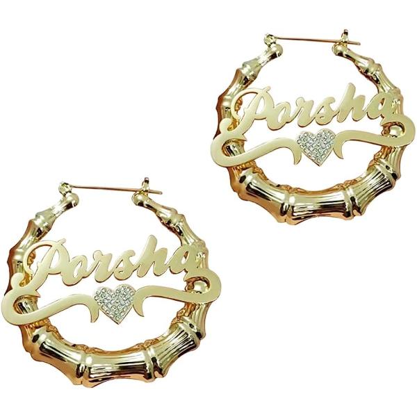 商品名Punk Circle Large Bamboo Earrings Hip-Pop Style Fashion Party Accessory Custom Nameplate Round Earrings (custom gold)...