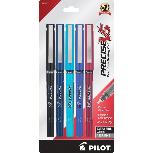 商品名PILOT Precise V5 ローリングボールスティックペン 液体インク付き 0.5mm 極細 アソートカラー 5本PILOT Precise V5 Rolling Ball Stick Pen with Liquid Ink, ...