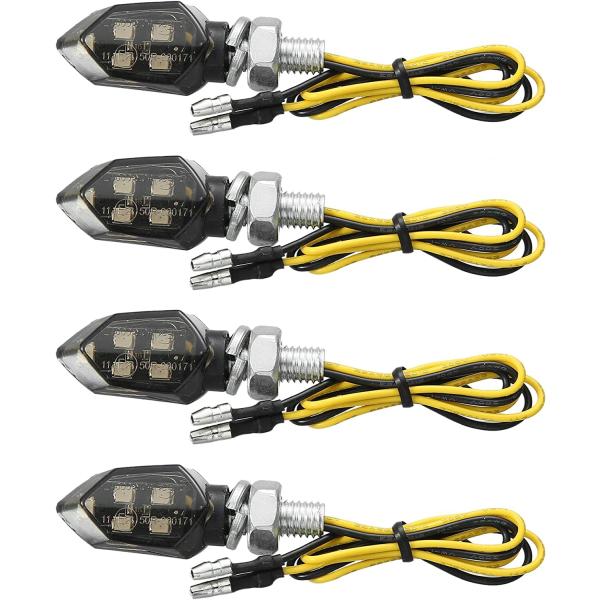 商品名Motoforti 4pcs Motorcycle Turn Signal Indicators Brake Lights Amber Light 12V for Motorcycle LED Blackened Lamp Housi...