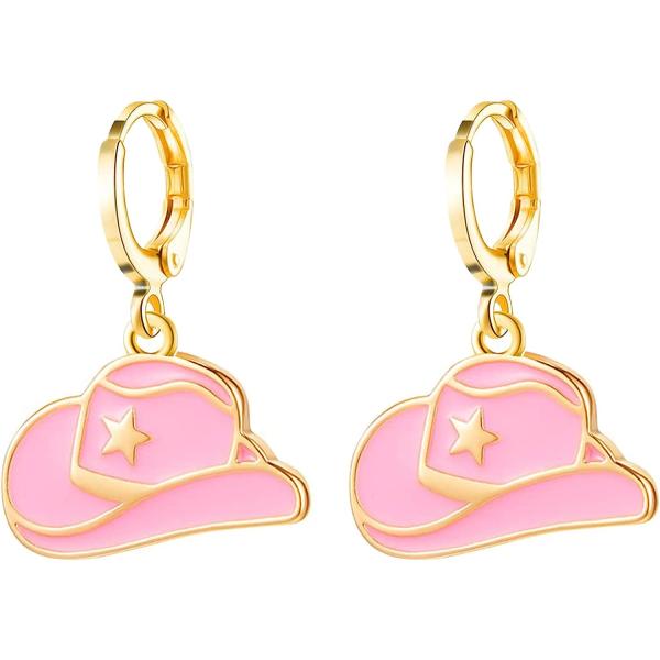 商品名カウボーイカウガールブーツ 帽子 イヤリング ジュエリー レディース かわいい ウエスタンカントリースタイル アクセサリー カウボーイ ブーツ ロデオ テキサス ダングル ドロップ エナメル イヤリング ガールズ, ピンクオパール 合...