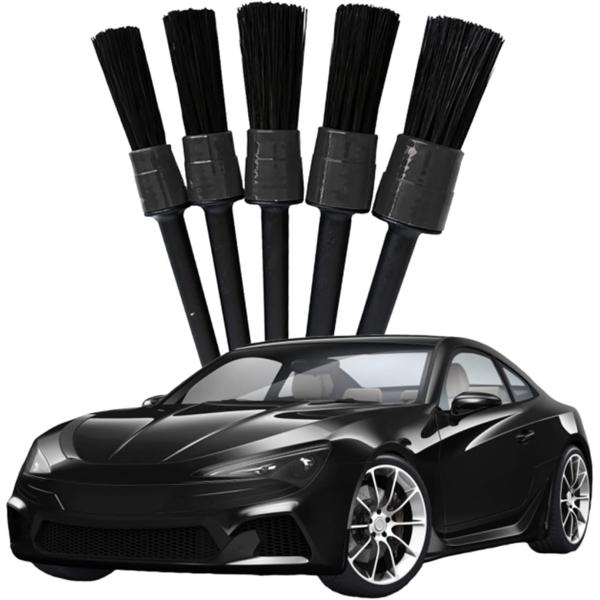 商品名yonwait 5個 カーディテーリングブラシセット 車内クリーニングキット 異なるサイズ 自動車ディテールブラシ ホイール、エンジン、エンブレム、通気孔、レザー、ダッシュボード、トリムのクリーニングに最適 (ブラック)yonwait...