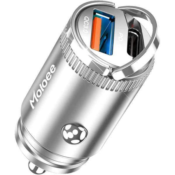 商品名USB C 60W 車用充電器 高速充電 PD 30W &amp; QC 30W デュアルポート メタルボディ高速充電アダプター フラッシュフィットプルリング付き カーアクセサリー ユニバーサル iPhone 13 12 11 Pro...