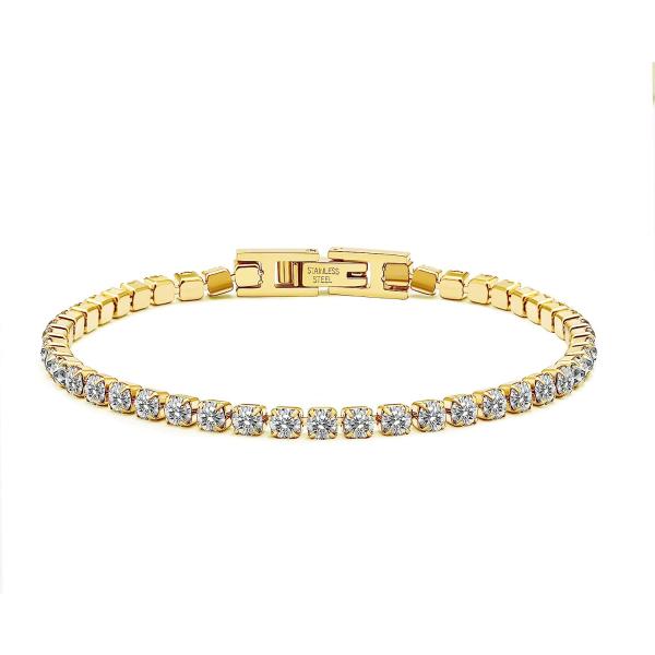 商品名テニスブレスレット 女性用 18K ゴールド ローズゴールド シルバーメッキ 2.0/3.0/4.0 ラウンド キュービックジルコニア CZ ダイヤモンド クラシック ガーリー ファッション ジュエリー 誕生日 ウェディング ギフト ...