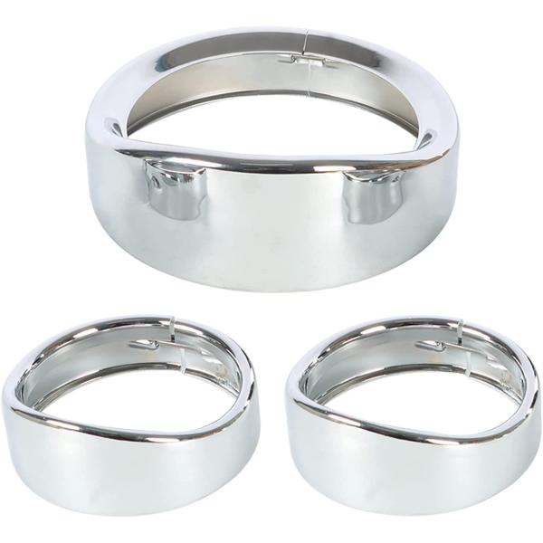 商品名SEBLAFF Chrome 7in Headlight Trim Ring + 4.5in Auxiliary Light Visor Style, Motorcycle Lights Frenched Ring Kit Repla...