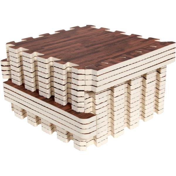 商品名Smabee 16pcs Interlocking Printed Wood Grain EVA Foam Mats Protective Floor Tiles Exercise Play Mat for Kids Room Par...
