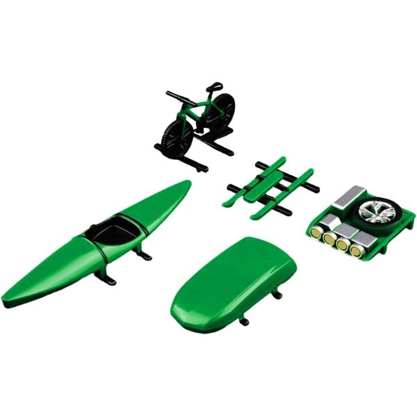 商品名5 個交換部品モデルカーパーツ高性能ルーフボックスタイヤカヤック荷物ラック 1:64 RC カーアクセサリー , 緑Fancyes 5Pcs Professional Model Car Parts Kit Roof Box High...