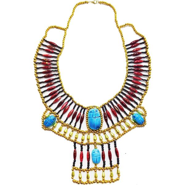 商品名Egyptian Cleopatra Nefertiti Scarab Necklace Collar Choker Hand Made Multi Beaded Beetle Beads King Queen Pendant Chr...
