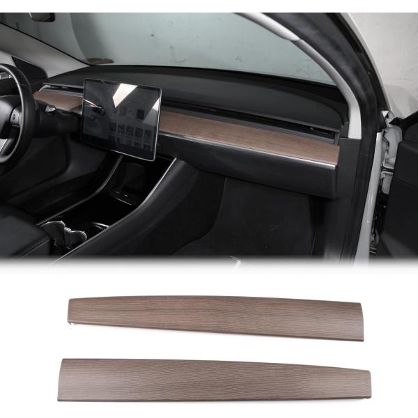 商品名Qiosreui Central Control Dashboard Panel Trim Cover for Tesla Model 3/Y 2017-2021, Dash Cover Wrap Cap, ABS (Wood Gra...