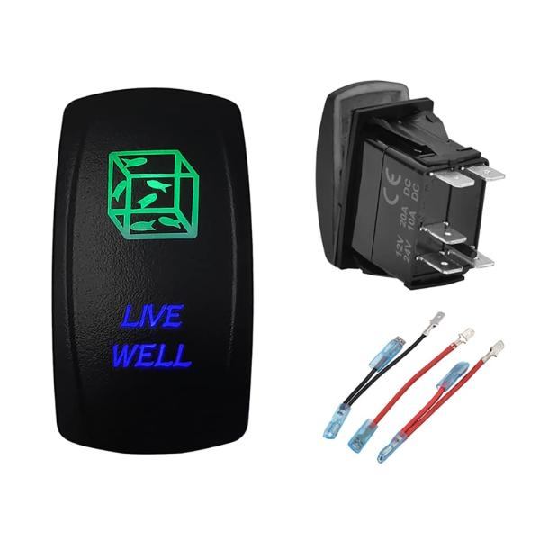 商品名Live Well Rocker Switch 5 PIN ON-Off Toggle Switch with Jumper Wires for Boat Marine Yacht Dashboard 12V 24V IP67ブランド...