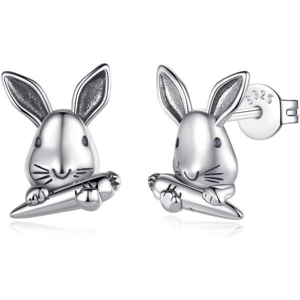 商品名INFUSEU Cute Bunny and Carrot Earrings for Women Teens Sterling Silver Kawaii Ear Stud Post Earring Easter Rabbit Ani...