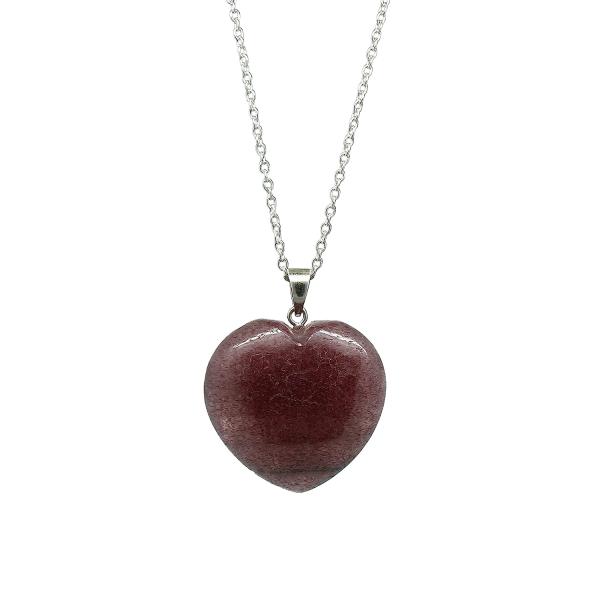 商品名Gempires Natural Red Strawberry Heart Pendant Necklace, Silver Plated 18 + 2 Inch Adjustable Chain (Red Strawberry Qu...