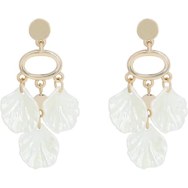 商品名Capwell + Co ゴールド クラシック シャンデリア 真珠色 花びら ダングル シェイキー ドロップ ポスト トップ イヤリング ギフト レディース ブライダル プロム パーティー ジュエリー, 亜鉛, 宝石なしCapwell...