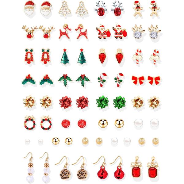 商品名20ペア クリスマススタッドピアスセット ティーンの女の子向け クリスマスギフト レディース クリスマスツリー スノーフレーク ギフトボックス スノーマン ストッキング サンタクロース エルク スタッドピアス キュート お祝いのジュエ...