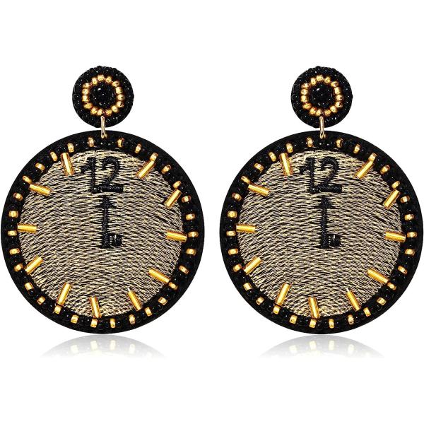 商品名Holiday Earrings Happy New Year Earring for Women Beaded Clock Hat Cocktail Glass Dangle Earrings Handmade Star Tasse...