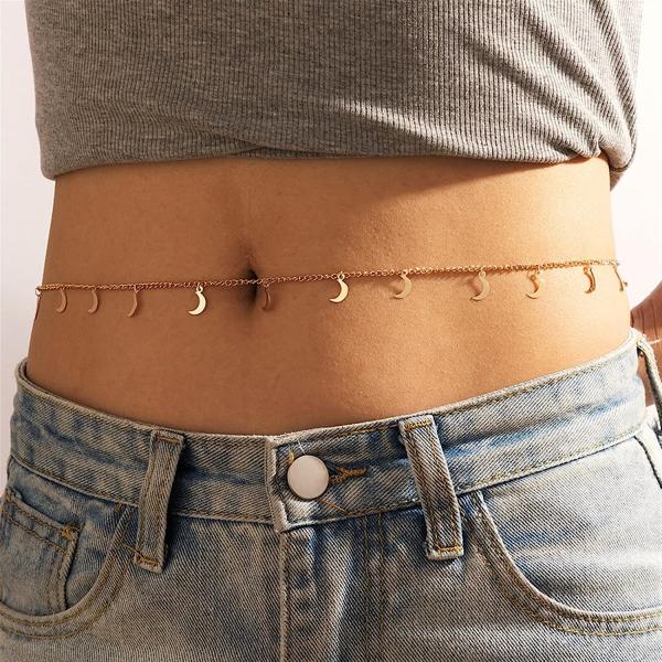 商品名Women Waist Chain Love Heart Pendant Waist Chain for Women Crystal Star Moon Shell Waistband Beach Pants Accessories ...